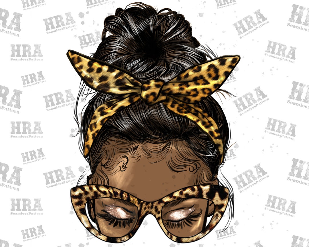 Afro Messy Bun Straight Hair Png Sublimation Design, Black Woman Png ...