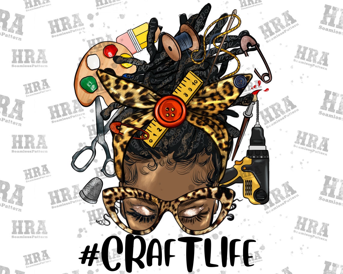 Afro Messy Locs Bun Craft Life Png Sublimation Design Afro - Etsy