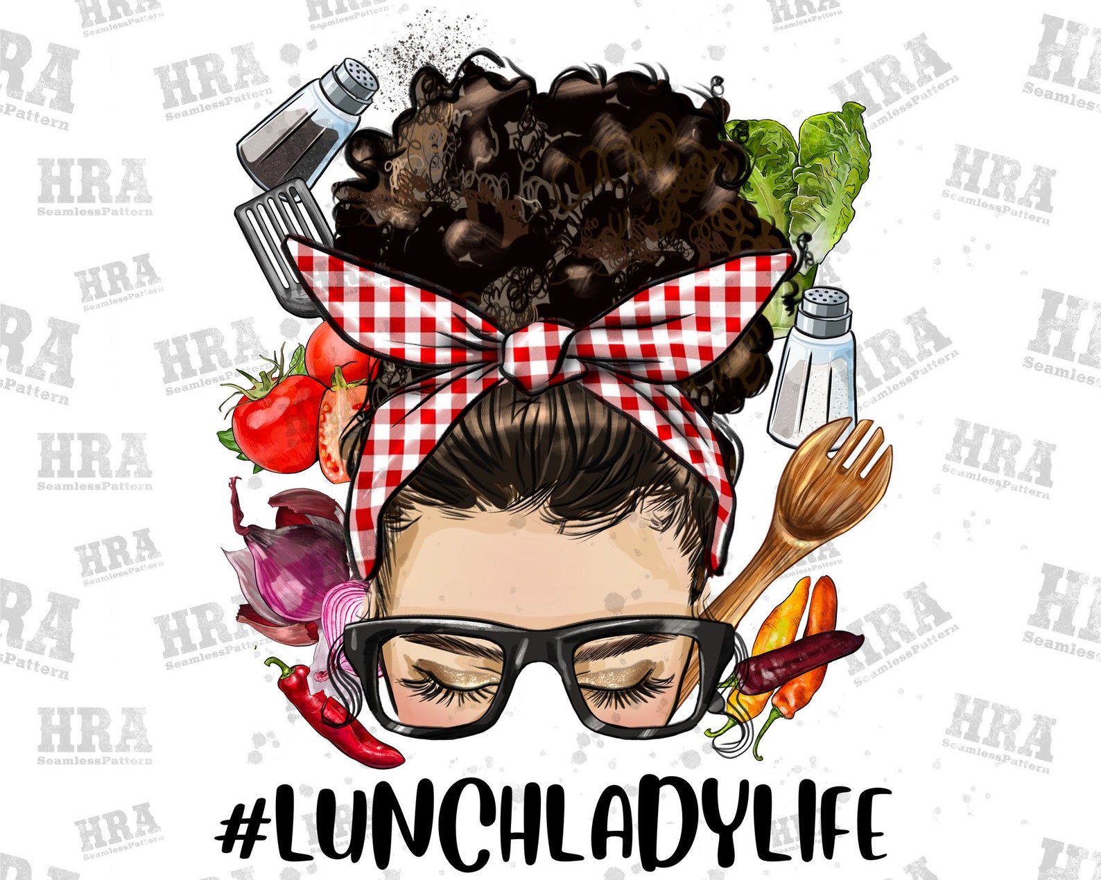 Messy Bun Lunch Lady Life Png Sublimation Design, Lunch Lady Messy Bun ...