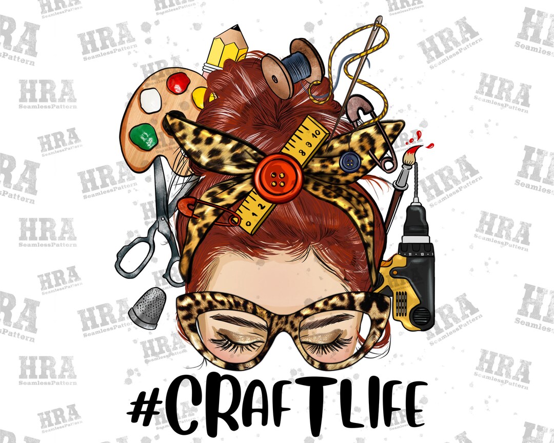 Craft Life Redhead Messy Bun Png Sublimation Design Craft Life Messy