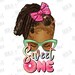 Sweet One Afro Mini Messy Bun Png Sublimation Design Download, Black ...