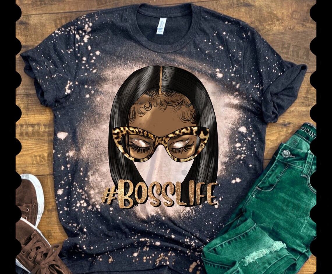 Boss Life Afro Messy Bun Straight Hair Png Sublimation Design - Etsy