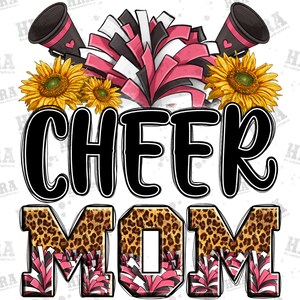 Sunflower Leopard Cheer Mom Png Sublimation Design,sunflowers Cheer Mom ...