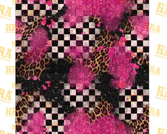 Pink Glitter Checkered Seamless Pattern Sublimation Design - Etsy