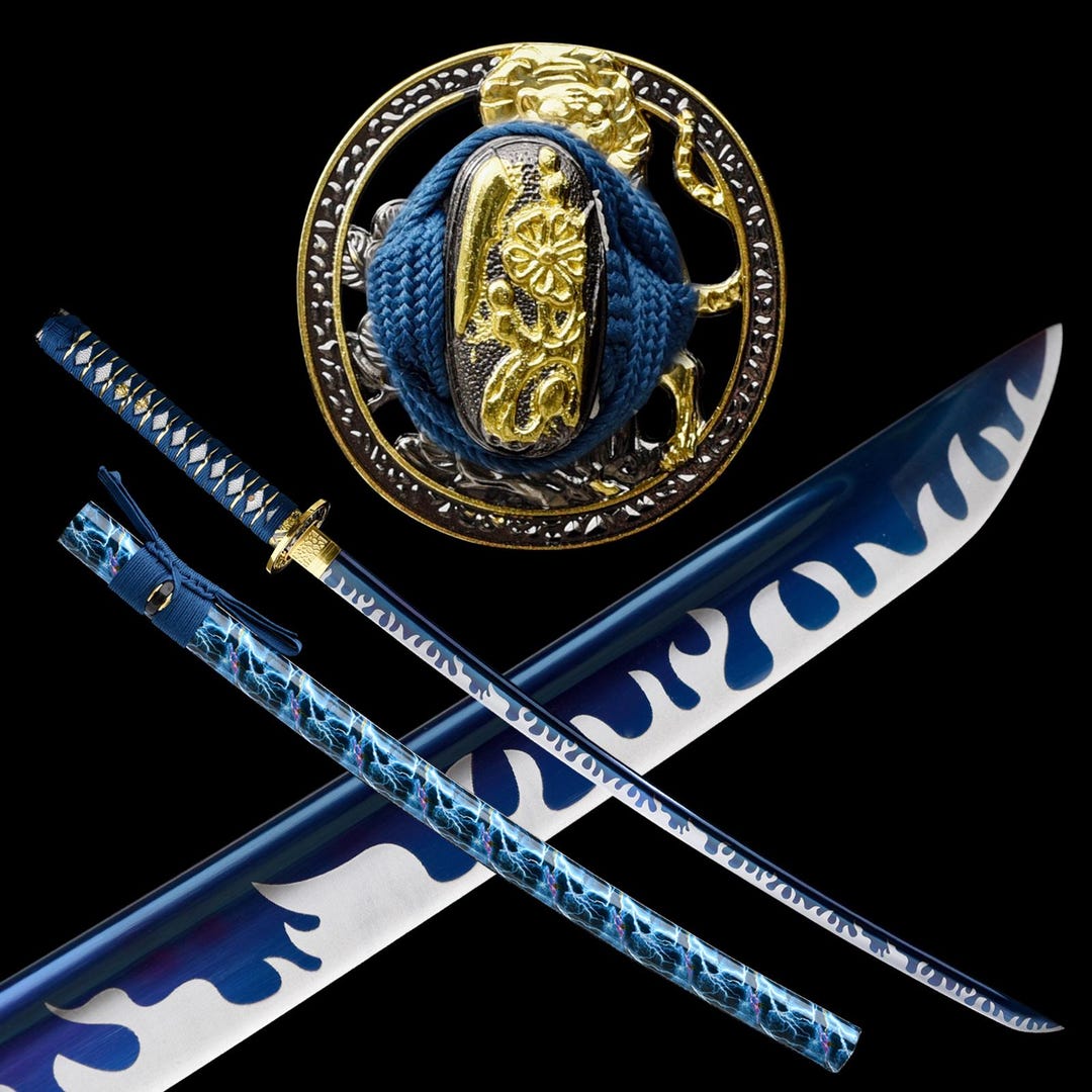 Hand Forged Japanese Katana Sword Real Handmade Full Tang Tiger ...