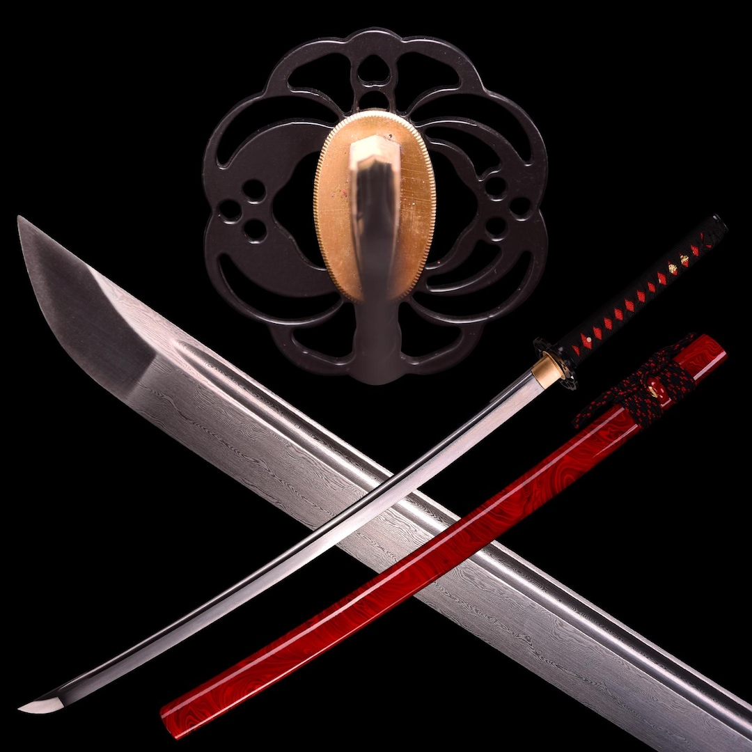 Handmade Japanese Katana Sword Real Hand Forged Damascus Steel Full ...