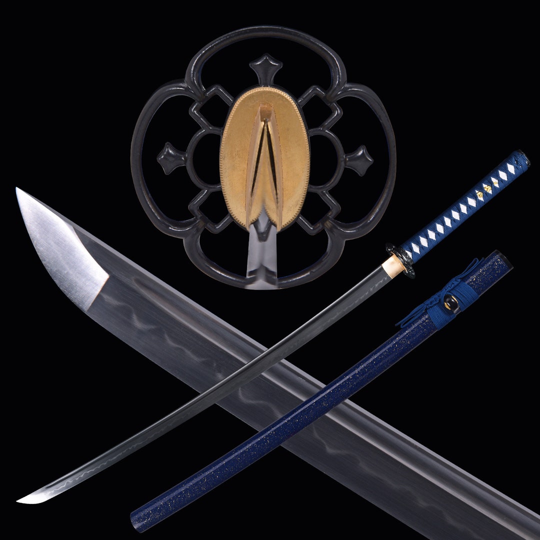 Handmade Japanese Katana Sword Hand Forging Full Tang T10 Clay Tempered ...