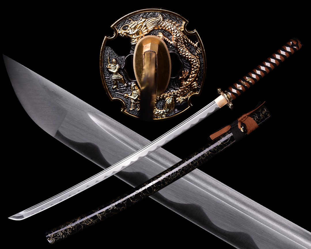 Katana fait à la main Full Tang Sharp Samurai Katana épée 1060 en acier ...