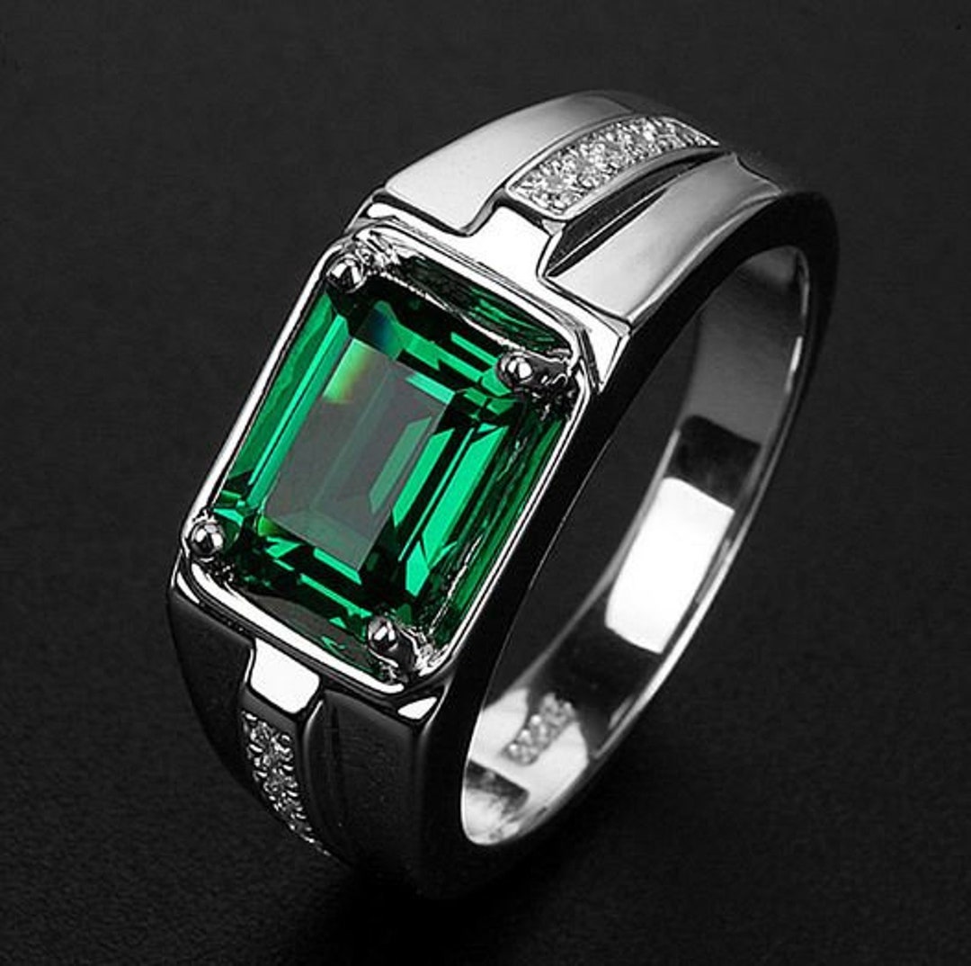 Petite bague émeraude pour homme faite main en argent sterling - Etsy ...