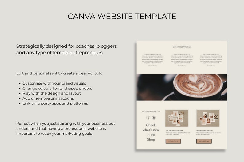 One Page Canva Website Template, Functional Design for Coaches ...