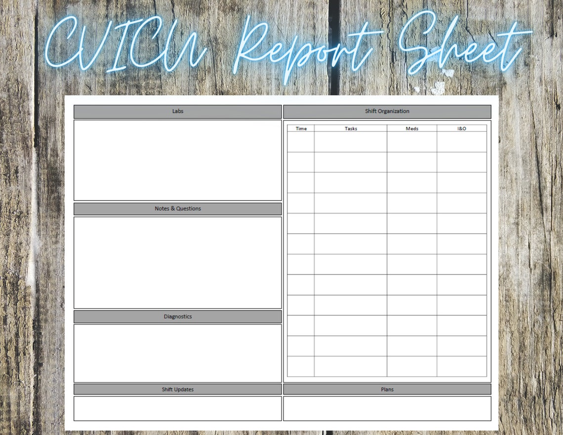 CVICU Report Sheet - Etsy