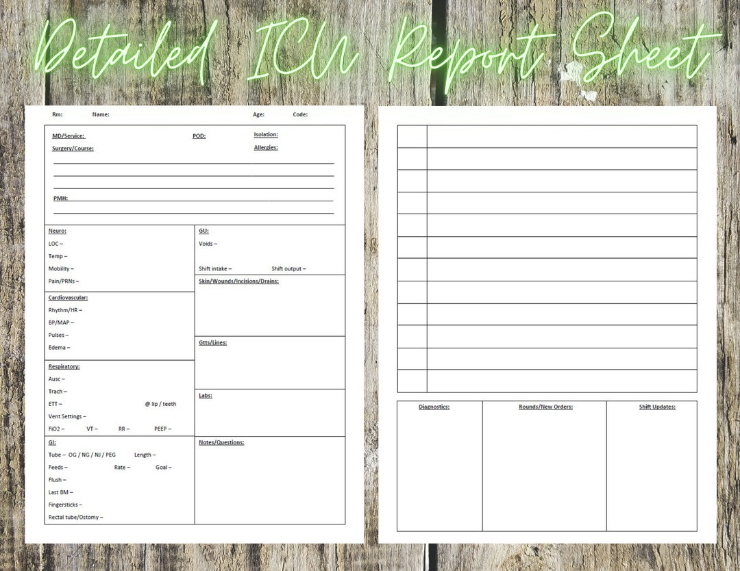 Detailed ICU Report Sheet - Etsy