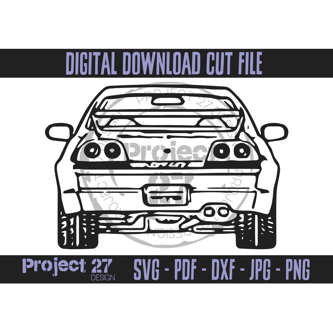 Nissan Skyline R33 Car Rear Hand Drawn Design- Digital Download Cut ...
