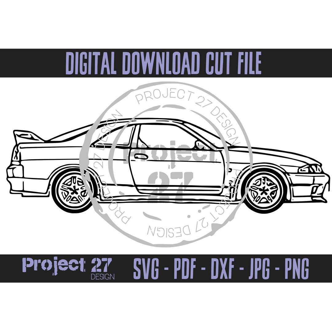 Nissan Skyline R33 Car Side Hand Drawn Design- Digital Download Cut ...