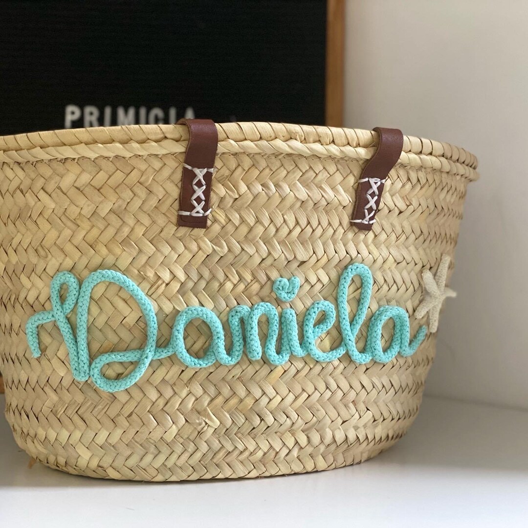 Capazo Mediano Personalizado Con Estrella, Asas Largas Y Cierre tipo ...