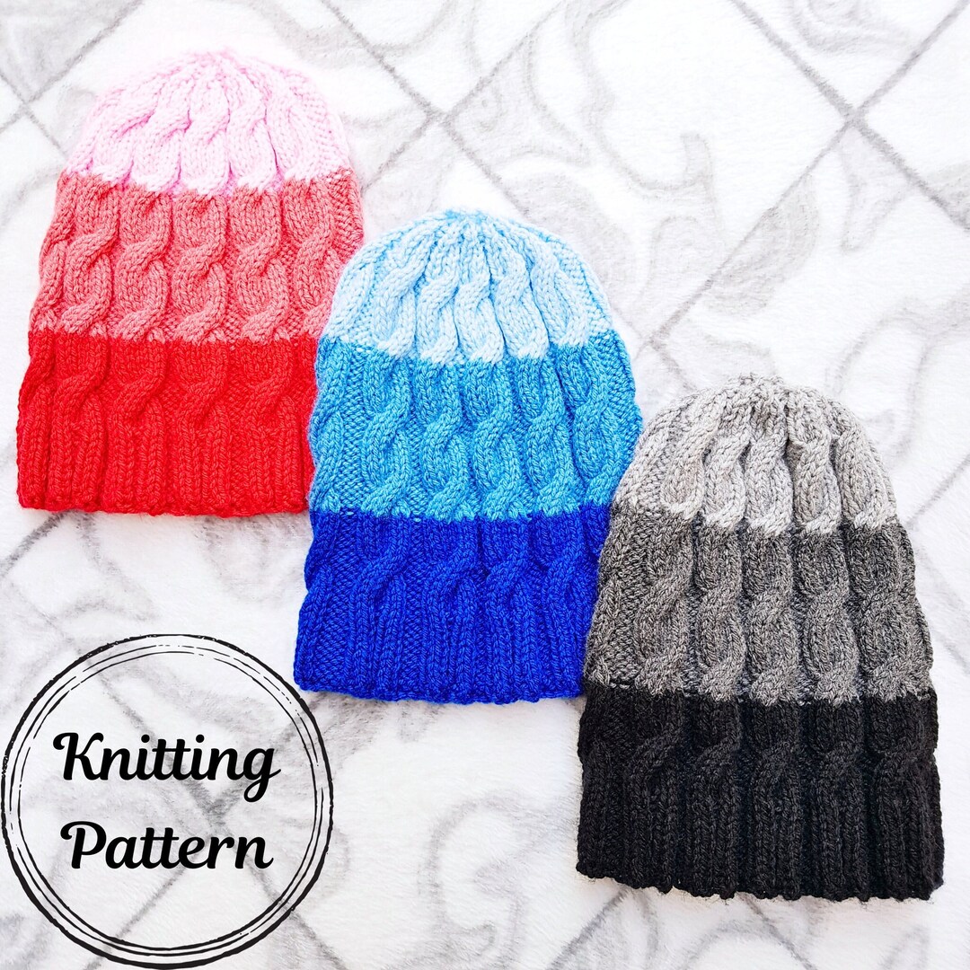 Beginner Cable Beanie Knitting Pattern: Easy Flat Knit (digital ...