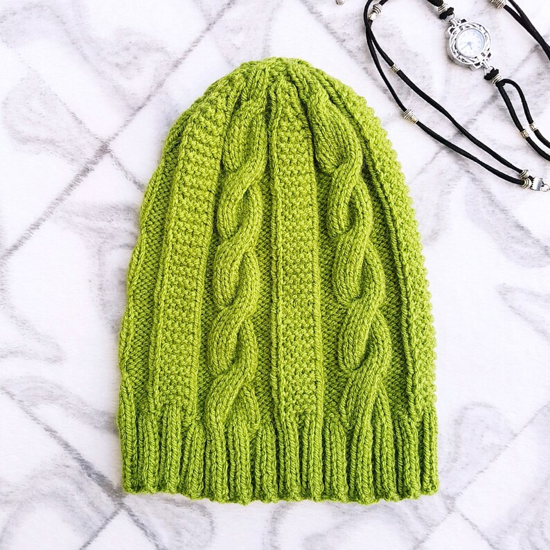 Beginner Knitting Pattern Beanie-the CABLES & LADDERS Beanie-easy Cable ...