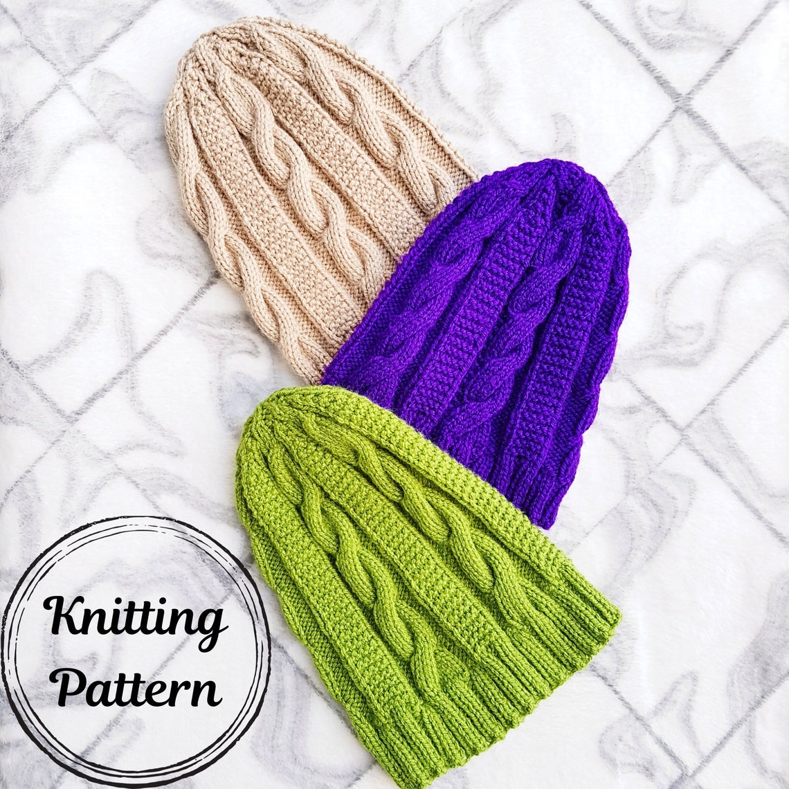 Beginner Knitting Pattern Beanie-the CABLES & LADDERS Beanie-easy Cable Patterns, Beanie ...