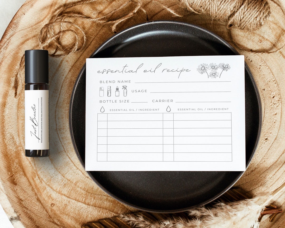 Essential Oil Recipe Cards Print at Home Labels Essential Oil Blend ...