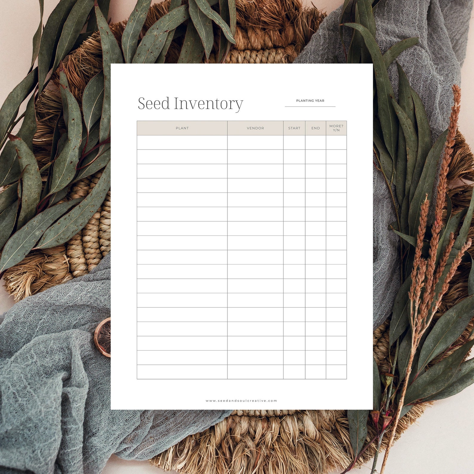 Seed Inventory Printable - PDF Seed Inventory Download - Etsy