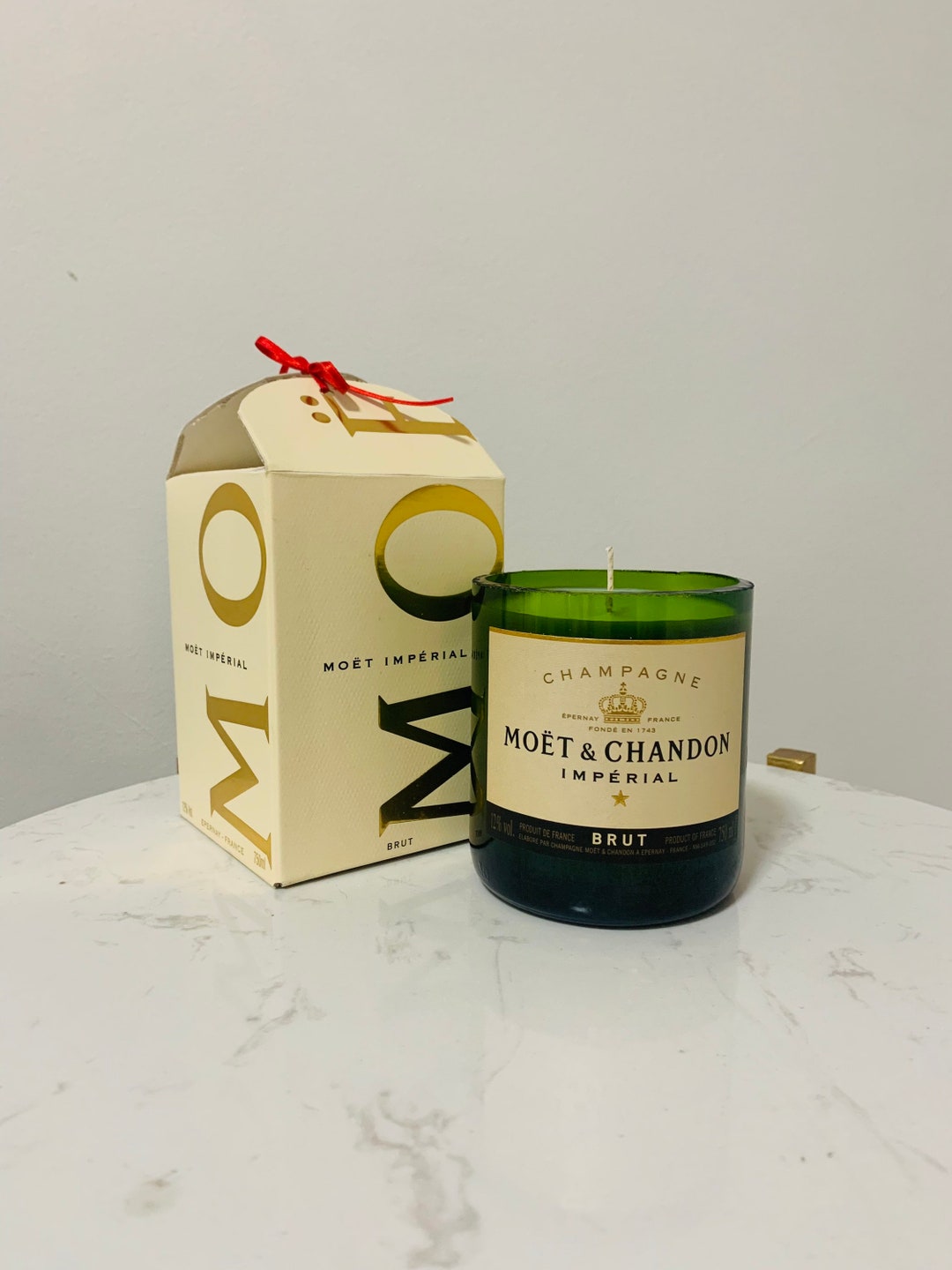 Recycled Moët Champagne Bottle Candle Soy Wax Vegan Champagne Scented ...
