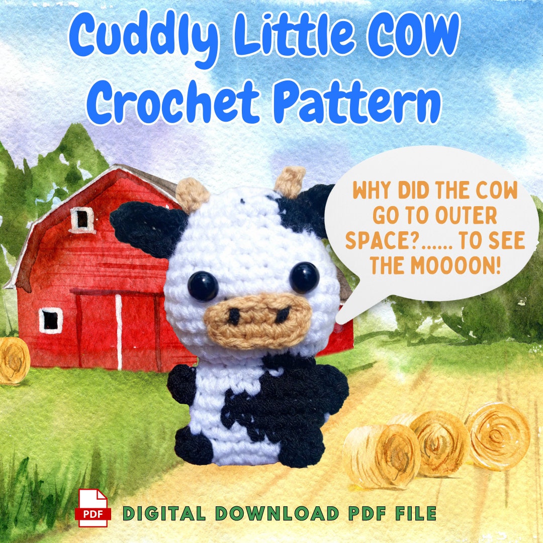 No Sew Cow Crochet Pattern, No Sew Farm Animal Amigurumi Crochet ...