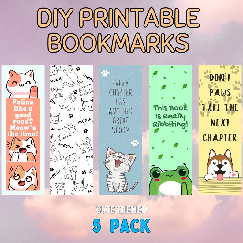 Adorable Critters Bookmark Set - 5 Pack Cute Themed Printable ...
