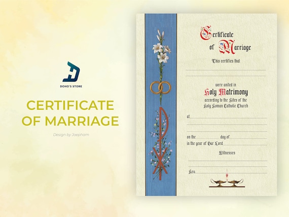 Catholic Marriage Certificate Template