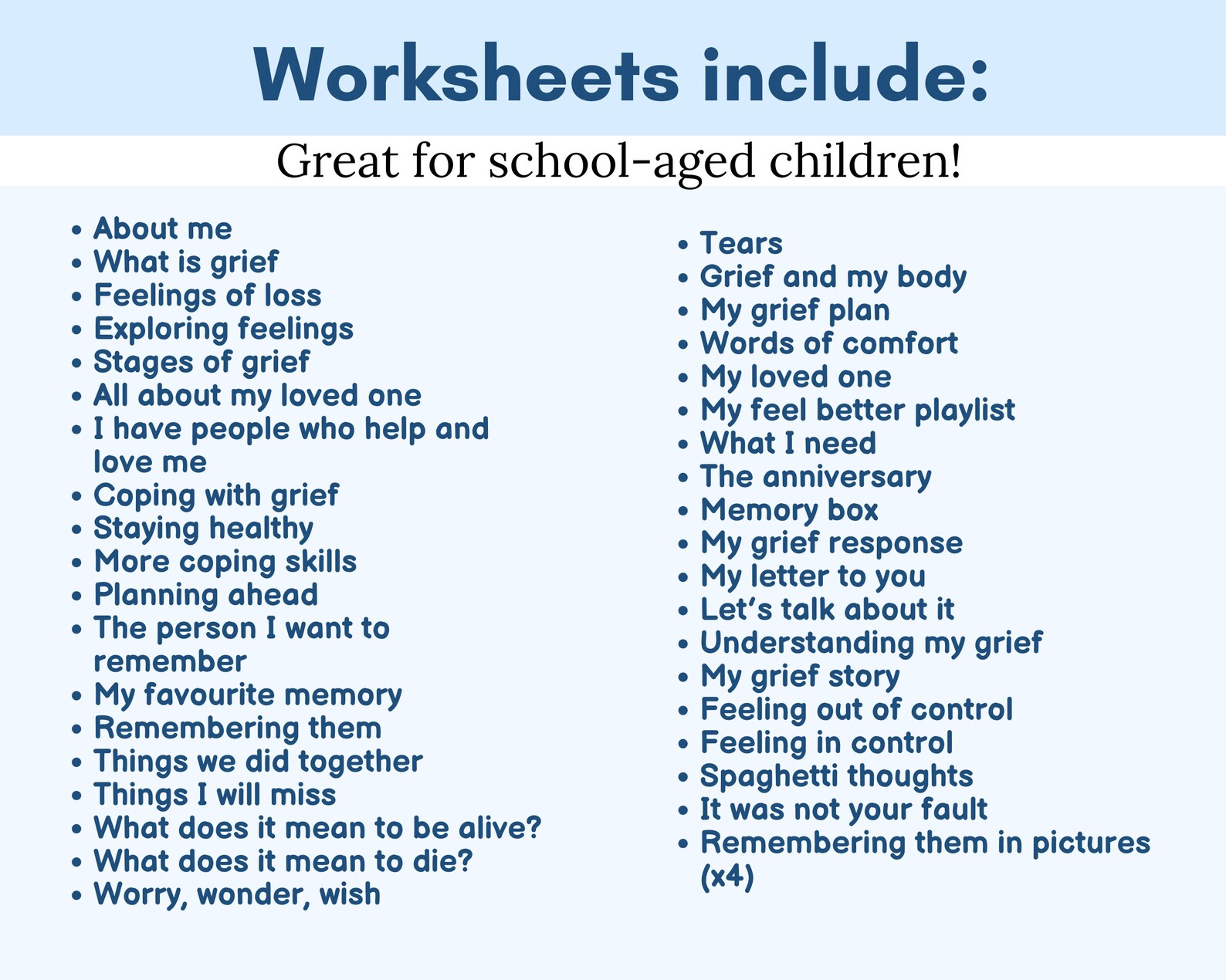 Kids Grief Worksheets, Grief and Loss Workbook, Grief Journal, Stages ...