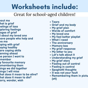 Kids Grief Worksheets, Grief and Loss Workbook, Grief Journal, Stages ...