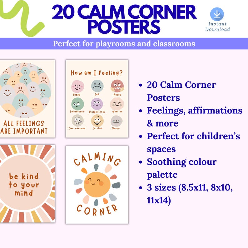 Calm Corner Posters for Kids | Printable Calm Down Corner Decor ...