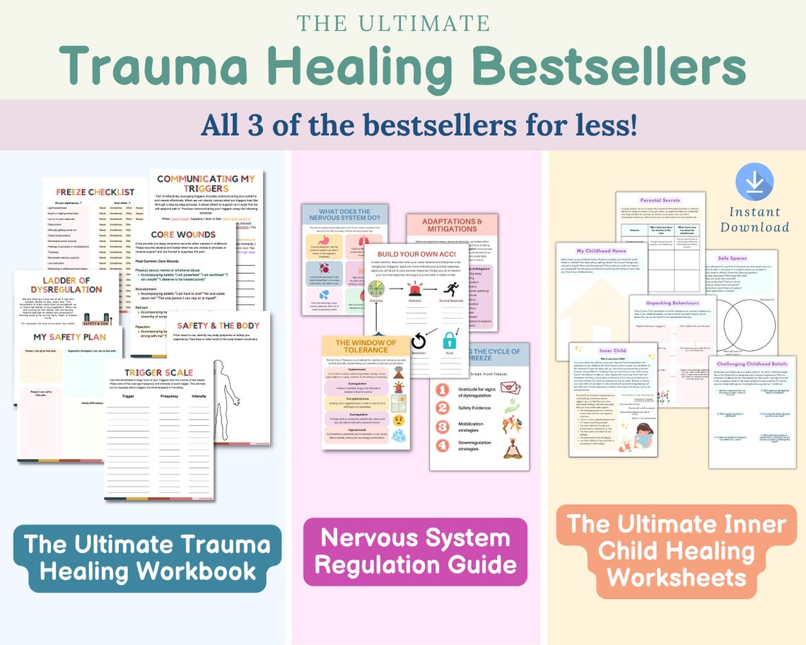 Trauma Healing Bundle, Trauma Workbook, Nervous System Regulation ...