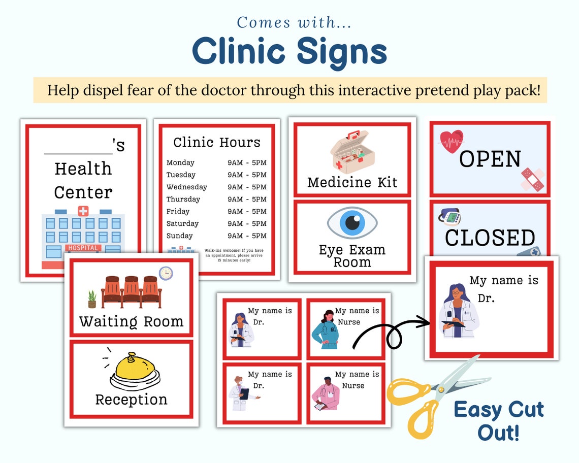 Doctor Pretend Play Printable, Medical Play, Play Therapy, Hospital ...