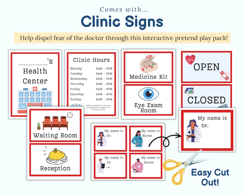 Doctor Pretend Play Printable, Medical Play, Play Therapy, Hospital ...