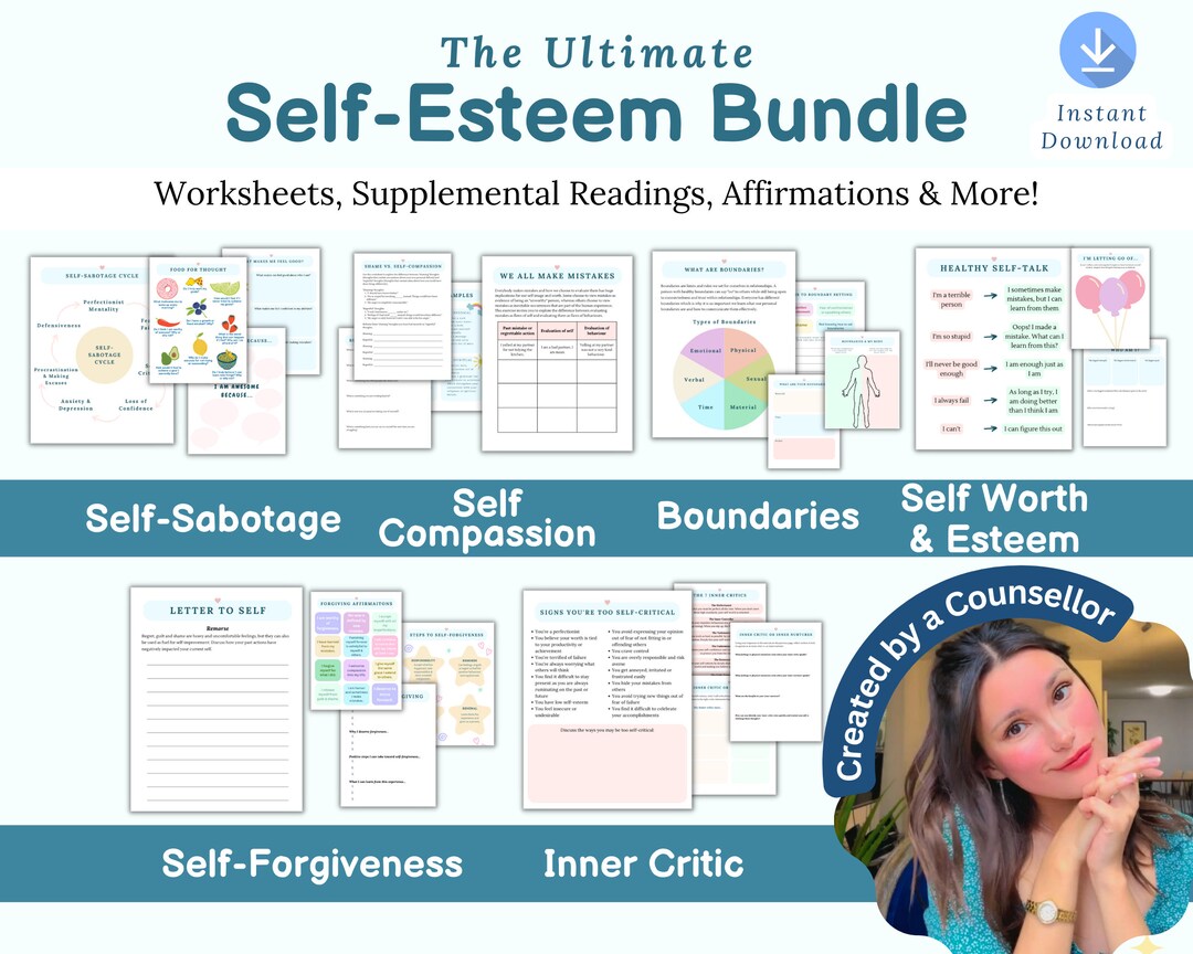Self Esteem Worksheet Bundle Confidence Worksheets Self - Etsy