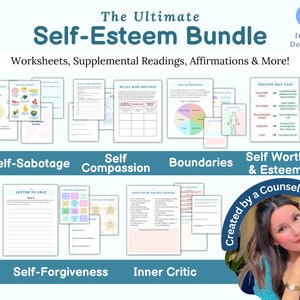 Self Esteem Worksheet Bundle Confidence Worksheets, Self Worth Journal ...