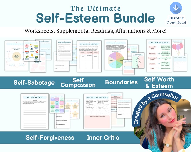 Self Esteem Worksheet Bundle Confidence Worksheets Self - Etsy