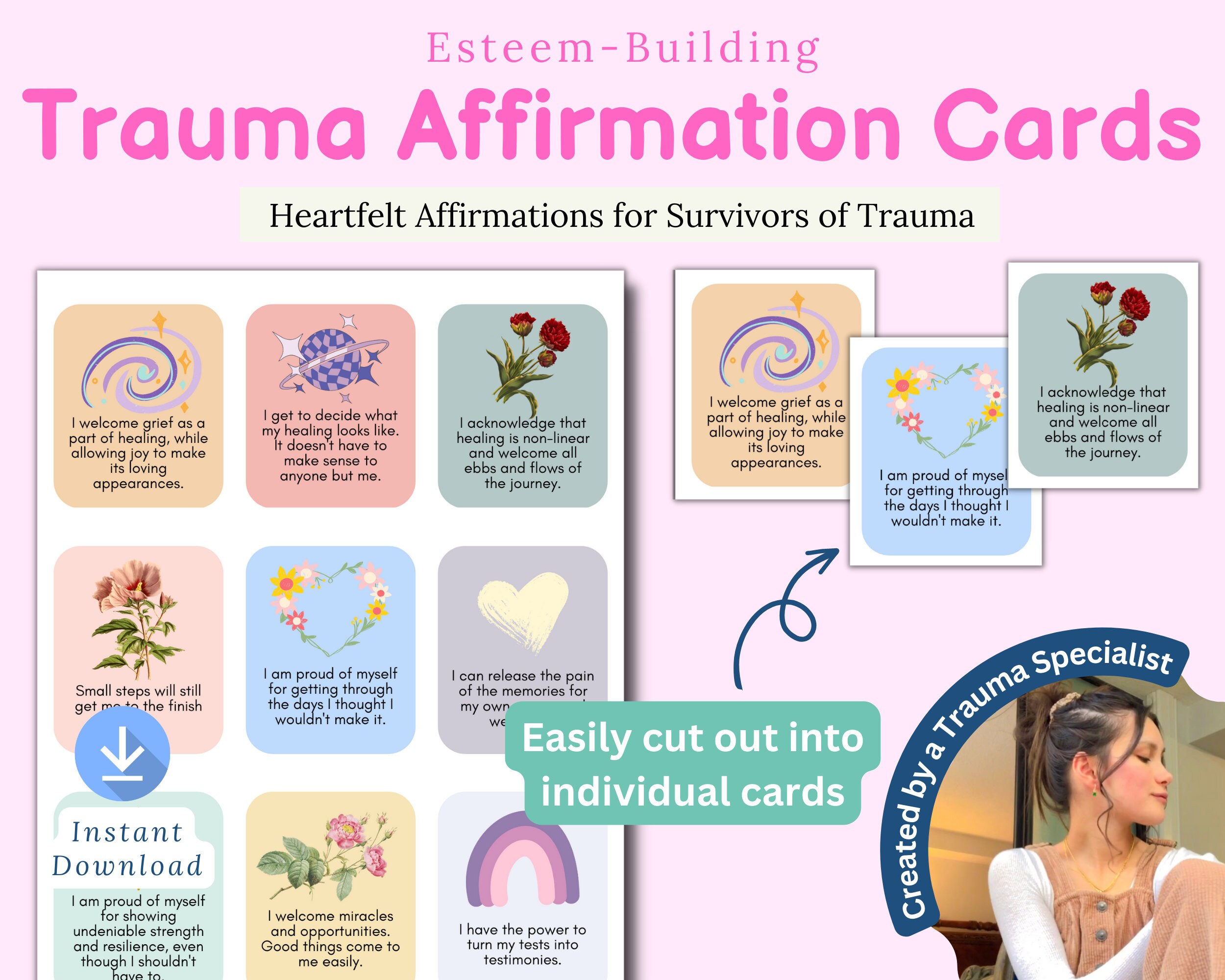 Affirmation Cards for Trauma Healing, PTSD, CPTSD, Heal Trauma, Trauma ...