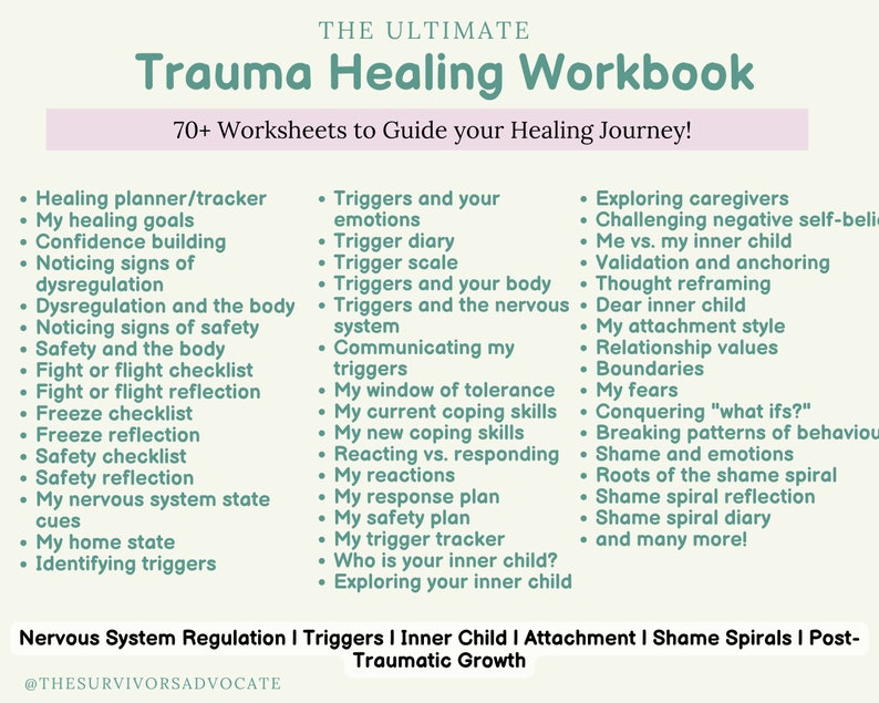 Trauma Worksheets | Trauma Workbook, Somatic Healing, Trauma Self Help ...