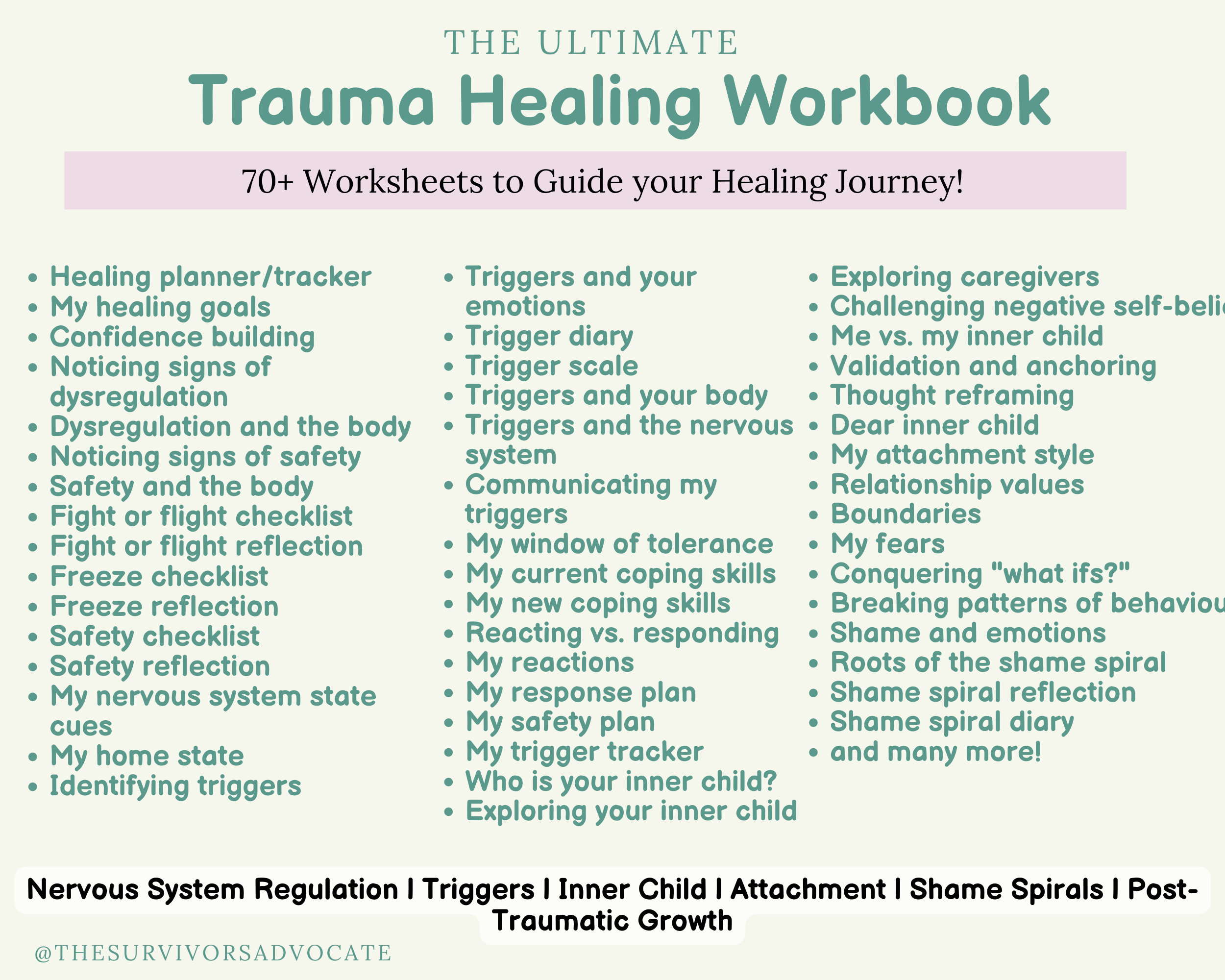 Trauma Worksheets | Trauma Workbook, Somatic Healing, Trauma Self Help ...