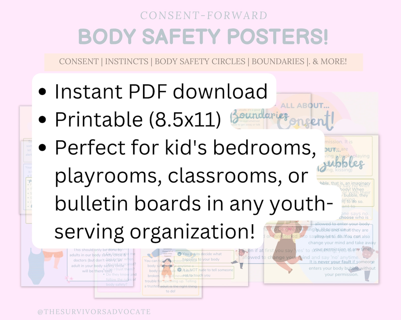 Body Safety Posters for Kids, Consent, Boundaries, Instincts | Teachers ...