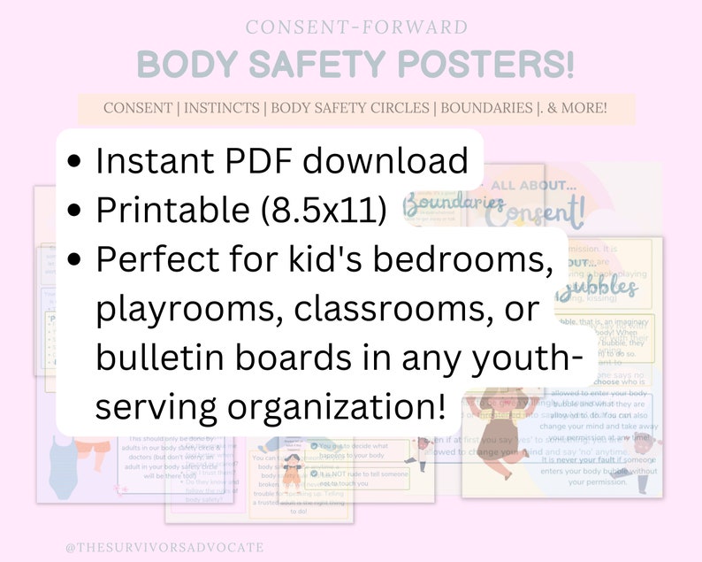 Body Safety Posters for Kids, Consent, Boundaries, Instincts | Teachers ...