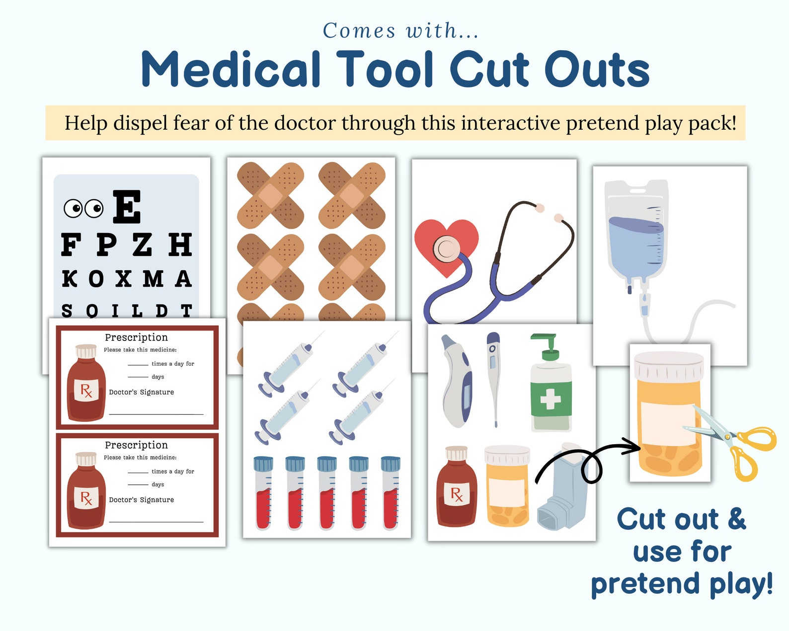 Doctor Pretend Play Printable, Medical Play, Play Therapy, Hospital ...
