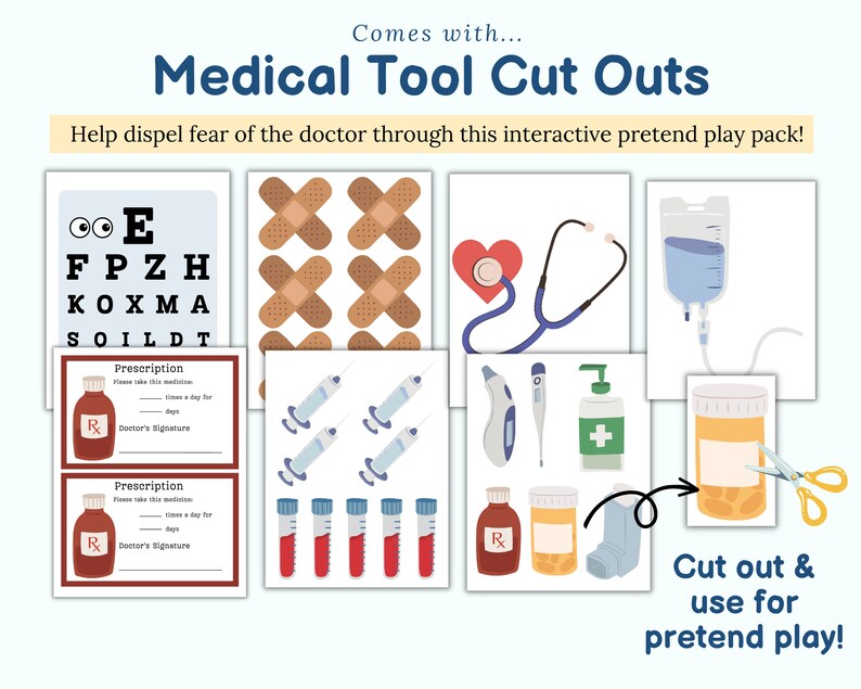 Doctor Pretend Play Printable, Medical Play, Play Therapy, Hospital Pretend Play, Child Life ...