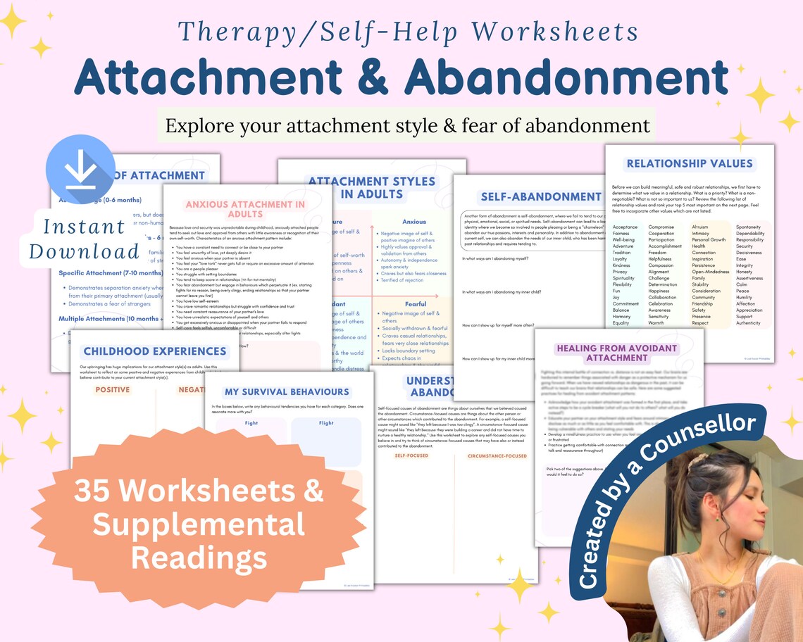 Inner Child Healing Worksheet Bundle Attachment Theory Inner - Etsy