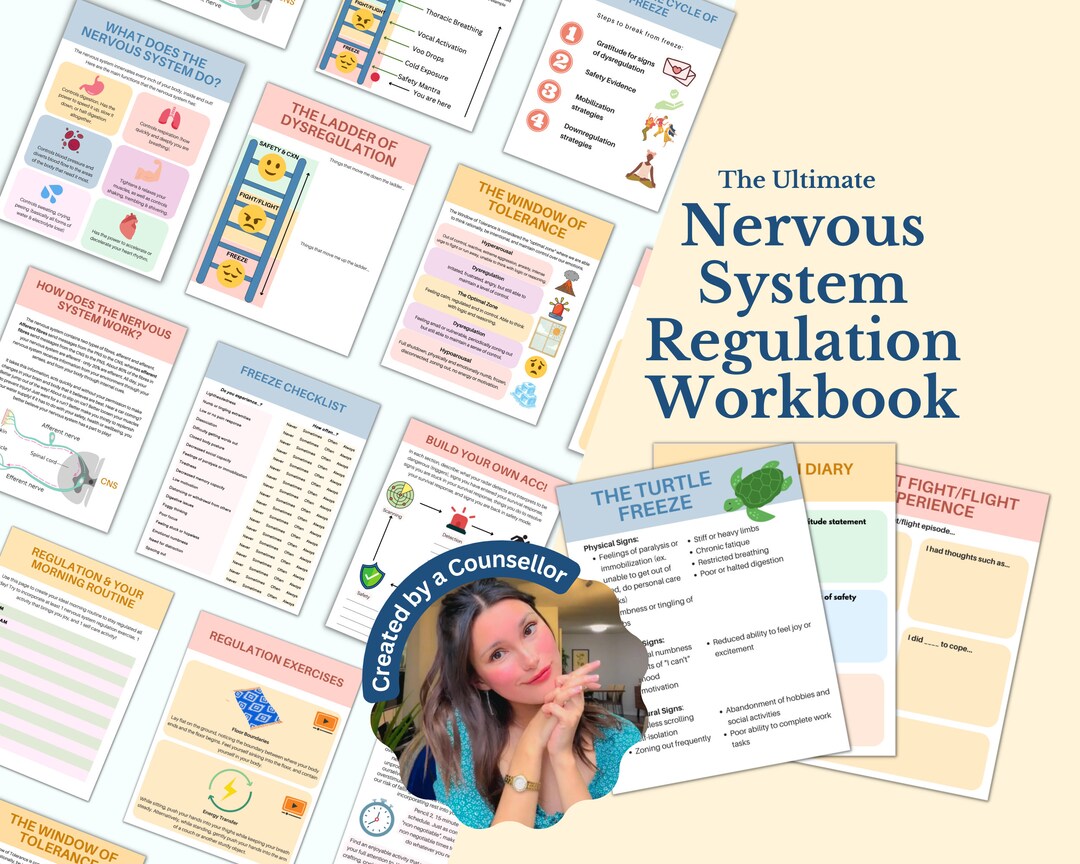 Nervous System Regulation Workbook Trauma Worksheets Teen, Somatic Exercise, Polyvagal Theory ...