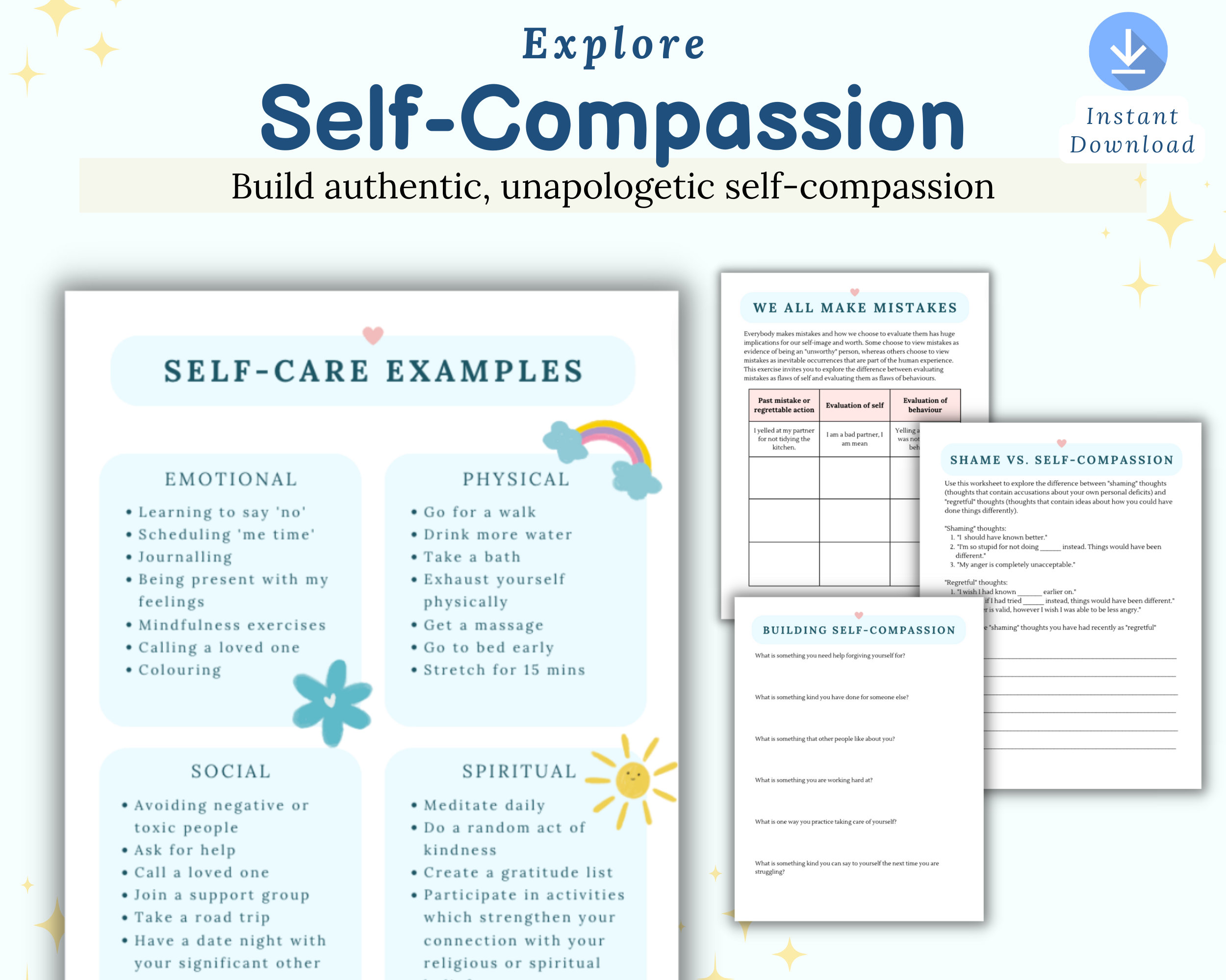 Self Esteem Worksheet Bundle | Confidence Worksheets, Self Worth ...
