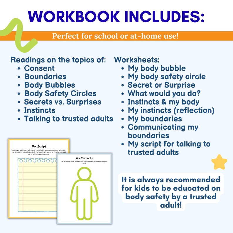 Body Safety Workbook, Child Protection, Kids Boundaries and Consent ...