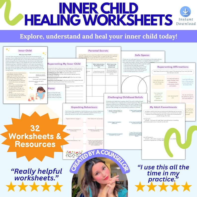 Inner Child Worksheets for Adults, Reparenting Inner Child, Attachment ...
