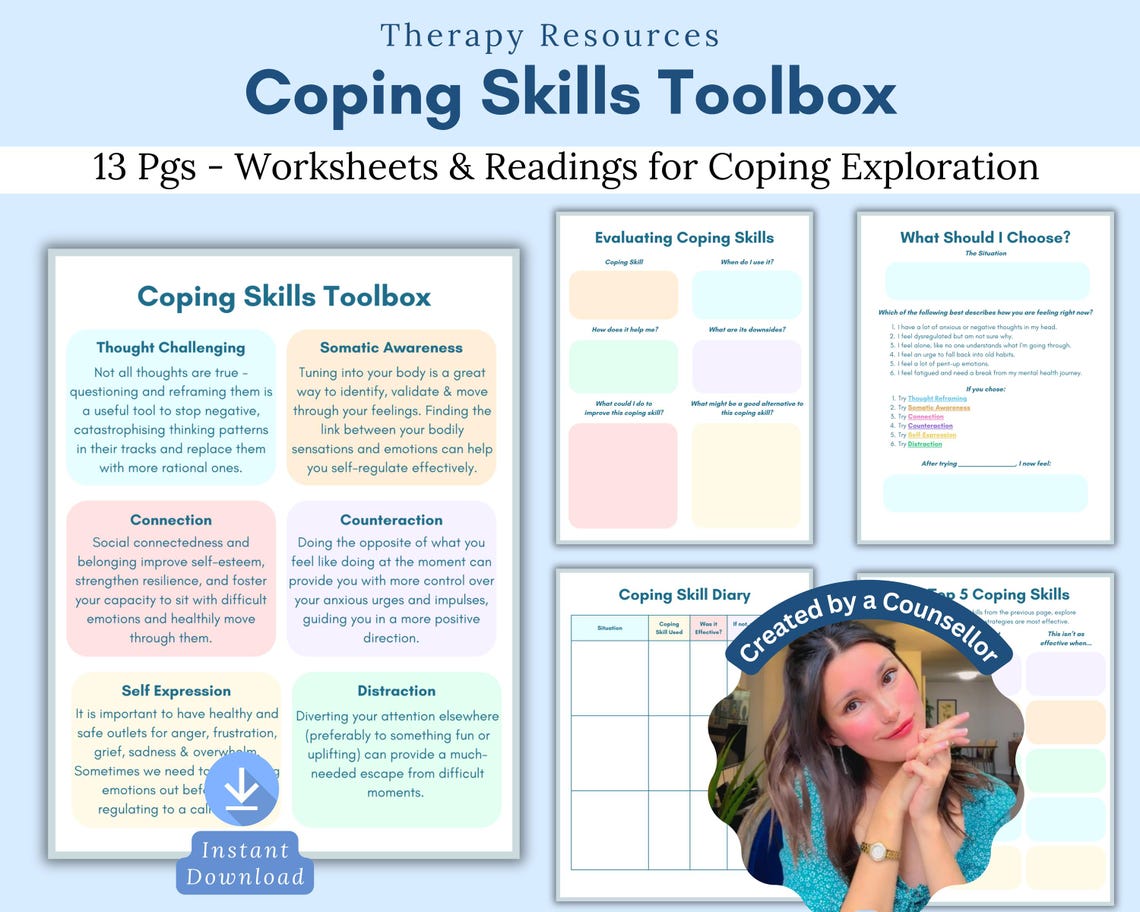 Coping Skills Toolbox for Adults, Self-regulation, Therapy Tools, Anger ...